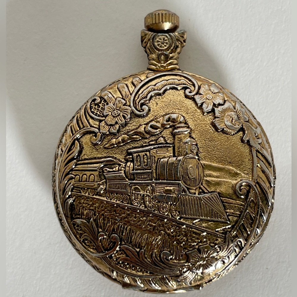 Vintage Gold Toned Railroad Pocket Watch Non Working - Gem